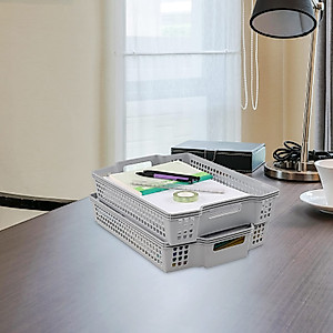 Ramddy 6 Pack Stacking A4 Paper Storage Basket Tray, Grey