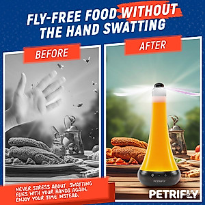 Fly Fans for Tables + Anti Bug Light & Touch Control 2pk- Fly Spinner Fly Fan for Outdoor Table - Food Fans to Keep Flies Away - Fly Repellent Fan,Table Fans for Flies,Bug Fans for Food Table,Fly Fan