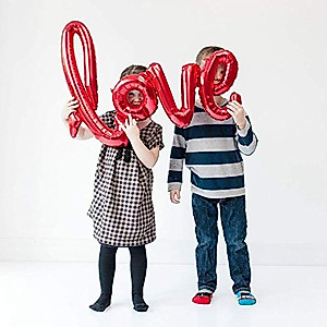 Large Red LOVE Foil Balloons Banner,42 Inch Mylar Foil Letters Balloons Reusable Ecofriendly Material for Wedding Bridal Shower Anniversary Engagement Party Decorations Supplies