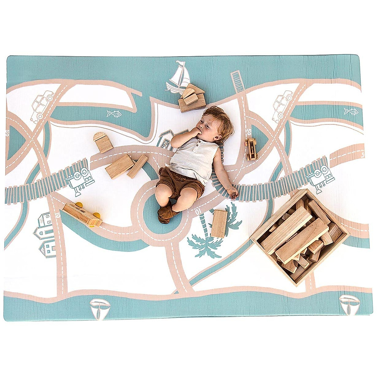 The Shwally PlayMat - Soft Baby Play Mat - Reversible Foam Floor Mat - Waterproof, Wipe-Clean, Durable, Non-Toxic and Hypoallergenic - Large (6.5' X 4.5') (Enya)