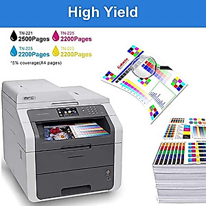 GALADA Compatible Toner Cartridge Replacement for Brother TN221 TN225 TN-221 TN-225 for DCP-9020CDN HL-3140CW HL-3170CDW HL-3180CDW MFC-9130CW MFC-9330CDW MFC-9340CDW (2BCMY 5 Pack)