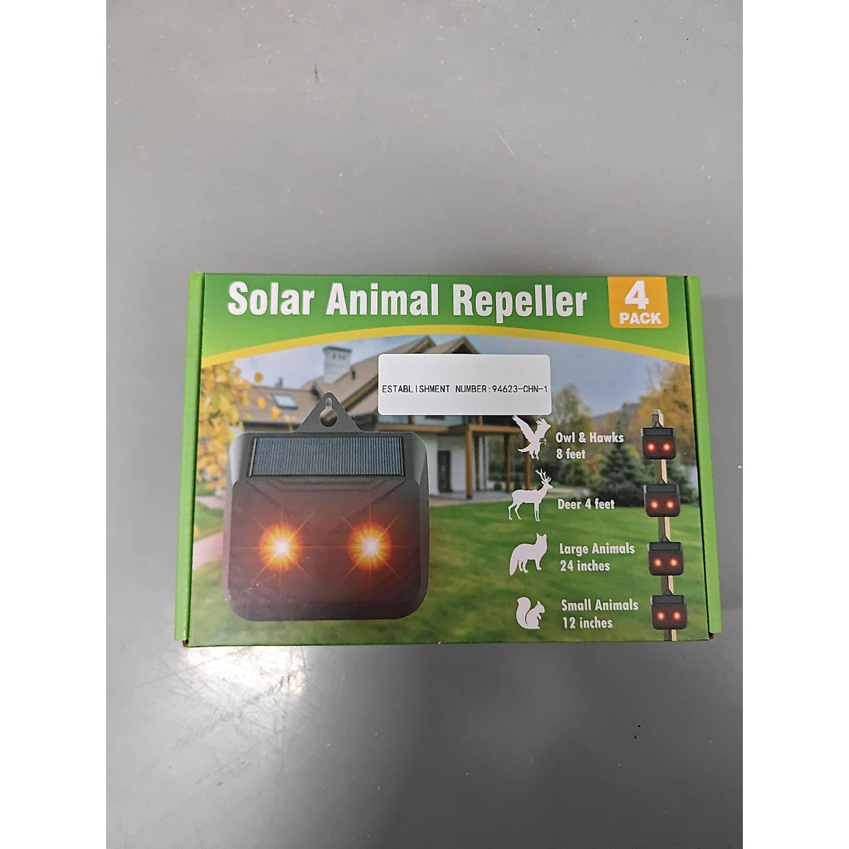 2024 Solar Nocturnal Animal Repeller, 4 Pack Cat Repellent Outdoor with Red LED Light, Waterproof Deer Deterrent Devices, Predator Lights for Chicken Coop Yard to Scare Away Cat Dog Deer Coyote Fox