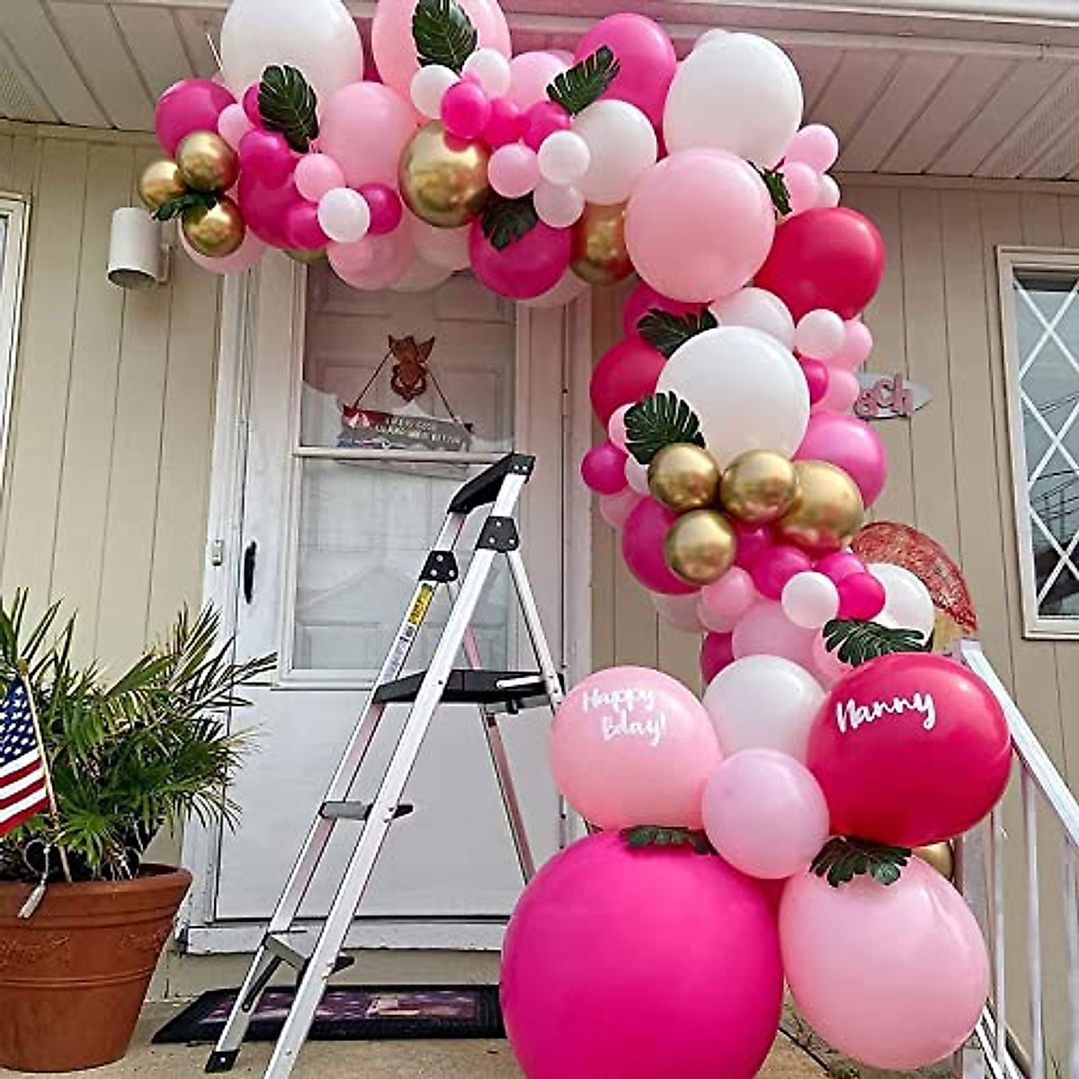 Freechase 100pcs Hot Pink Latex Balloons - 5+10+12+18 inch Pink Balloon Arch Kit Balloon Garland for Birthday Decoration, Baby shower, Graduation Party, Valentines Day, Gender Reveal