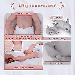 BABESIDE Reborn Baby Doll Loulou 16'' Platinum Full Silicone Realistic Newborn Sleeping Baby Doll for Kids & Toddlers