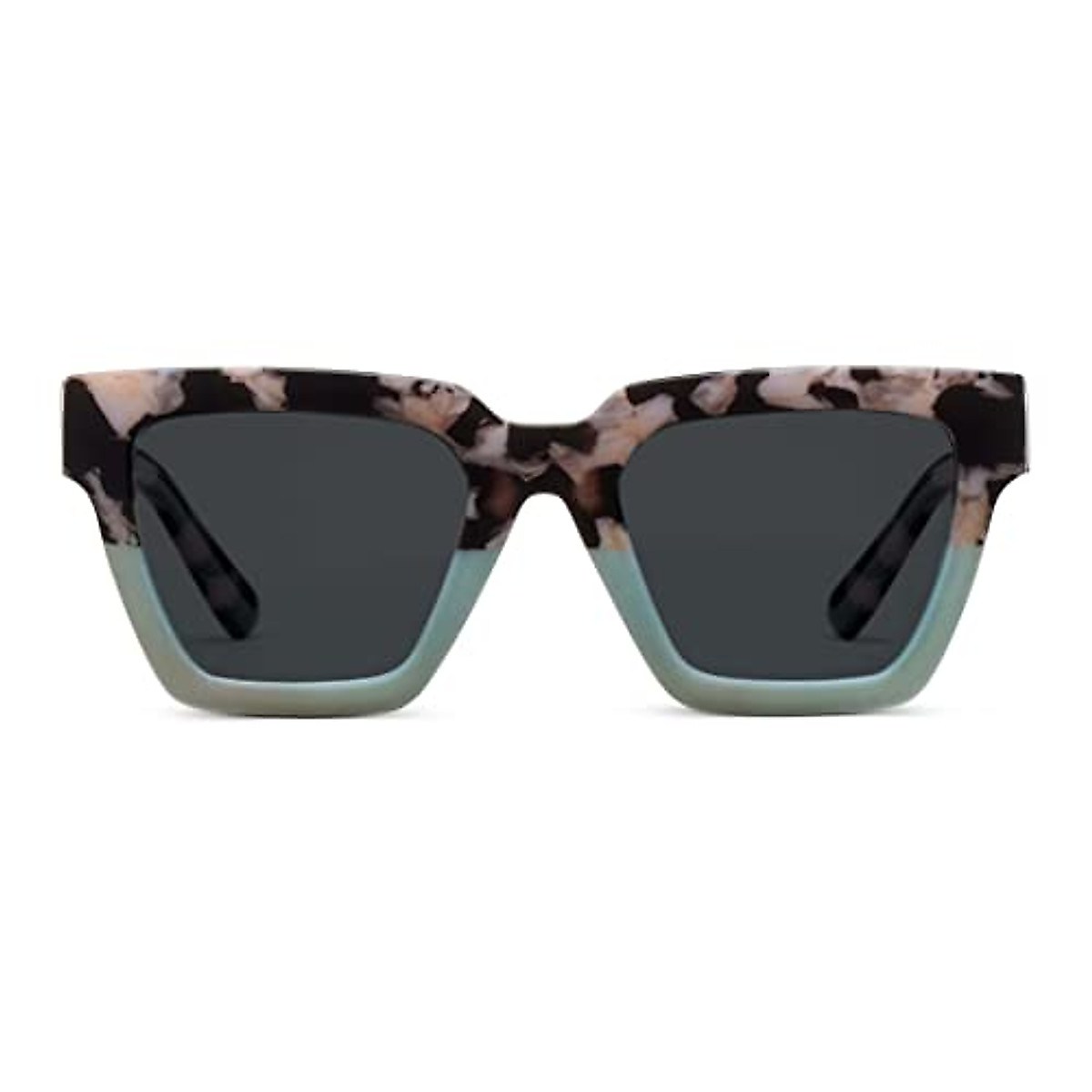 Peepers by PeeperSpecs Women's Out of Office Sun Square Polarized, No Correction Sunglasses, Black Marble/Mint, 51 + 0
