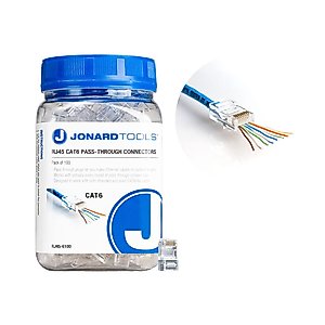 Jonard Tools RJ45-6100 CAT6A RJ45 Pass-Through Connectors for Network Cables (Pack of 100)