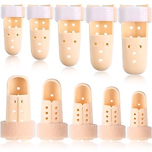 10 Pieces Finger Splint Mallet Finger Support Finger Splint Brace Plastic Finger Support Protector for Adjustable Finger Immobilizer for Basketball Finger Joint Protection, 5 Sizes