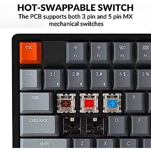 Keychron K10 Full Size Layout 104-Key Wireless Mechanical Keyboard, Hot-Swappable RGB Backlight with Gateron G Pro Brown Switch Aluminum Bluetooth/Wired Gaming Keyboard for Mac Windows