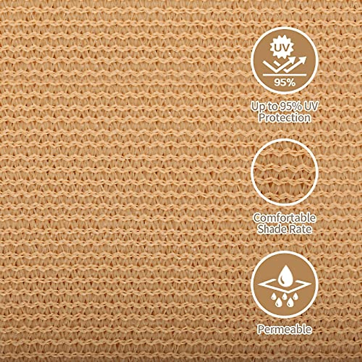 MontCampys Sun Shade Sail 7' x 10' Rectangle Permeable Canopy Shade Cloth UV Block Cover for Backyard Patio Garden Lawn Carport Outdoor Camping Event, Yellow/Sand