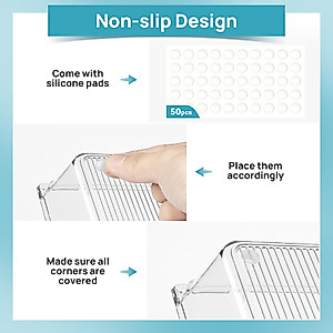 Vtopmart Kitchen Drawer Organizer for Large Utensils, 4 Pack 12" x 6" Plastic Silverware Organizer Trays for Cutlery, Flatware, Knife Storage, Versatile Vanity Makeup, Bathroom Drawer Storage Bins