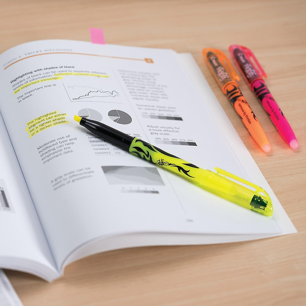 PILOT FriXion Light Erasable Highlighters, Chisel Tip, Assorted Color Inks, 3-Pack (46507)