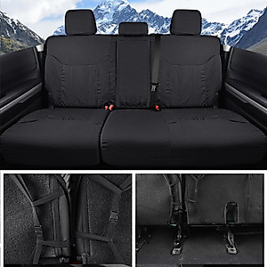 Truckiipa Tacoma Seat Covers Full Set Custom Fit for 2016-2023 Tacoma Double/Crew Cab SR SR5 TRD Sport TRD Off-Road TRD Pro Limited,Canvas Truck Carseat Seat Protectors(Full Set, Black)