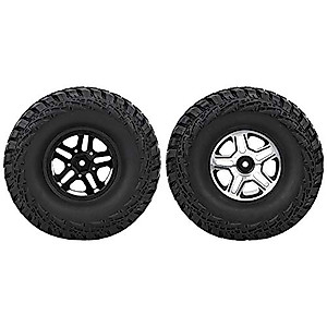 RC Car Wheel, Aluminium Alloy High Accuracy Wear Resistant Simulation Look RC Wheel Hubs Tire Convenient for 1/10 Remote Control Model(B Black)