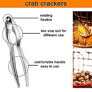 Seafood Cracker Tools, 21 Pcs Crab Leg Crackers and Tools, 6 Crab Crackers, 6 Crab Leg Forks/Picks, 6 Lobster Shellers, 2 Seafood Scissors & 1 Storage Bag, mobzio Portable Seafood Boil Party Supplies