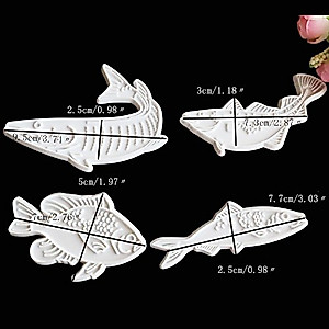 Anyana 4pcs set Fish Plastic Cookie impression Cutter Cake decorating fondant Mold Tool Sugar Paste Baking Mould stamps Pastry