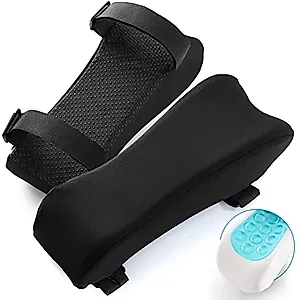 Fuloon Ergonomic Office Chair Armrest Cushion, Elbow Pillow with Cooling Gel for Elbow and Forearm Pressure Relief for Computer Chairs, Gaming Chairs, Office Chairs and Wheelchairs (Black)