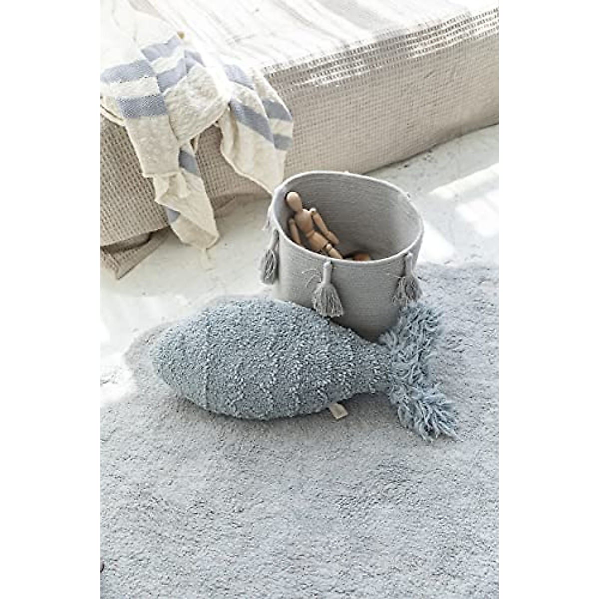 Lorena Canals Basket Woody Pearl Blue - Pearl Blue - Baskets - 9" x Ø 9" - 97% Cotton, 3% Other Fibres