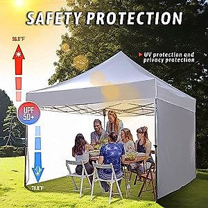 ShiningShow Commercial Canopy Tent Pop Up with 3 Sidewalls, 1 Roller Bag, 4 Ropes & 8 Stakes for Supplier Showcases, Trade Shows, Art Fairs(10x15,White)