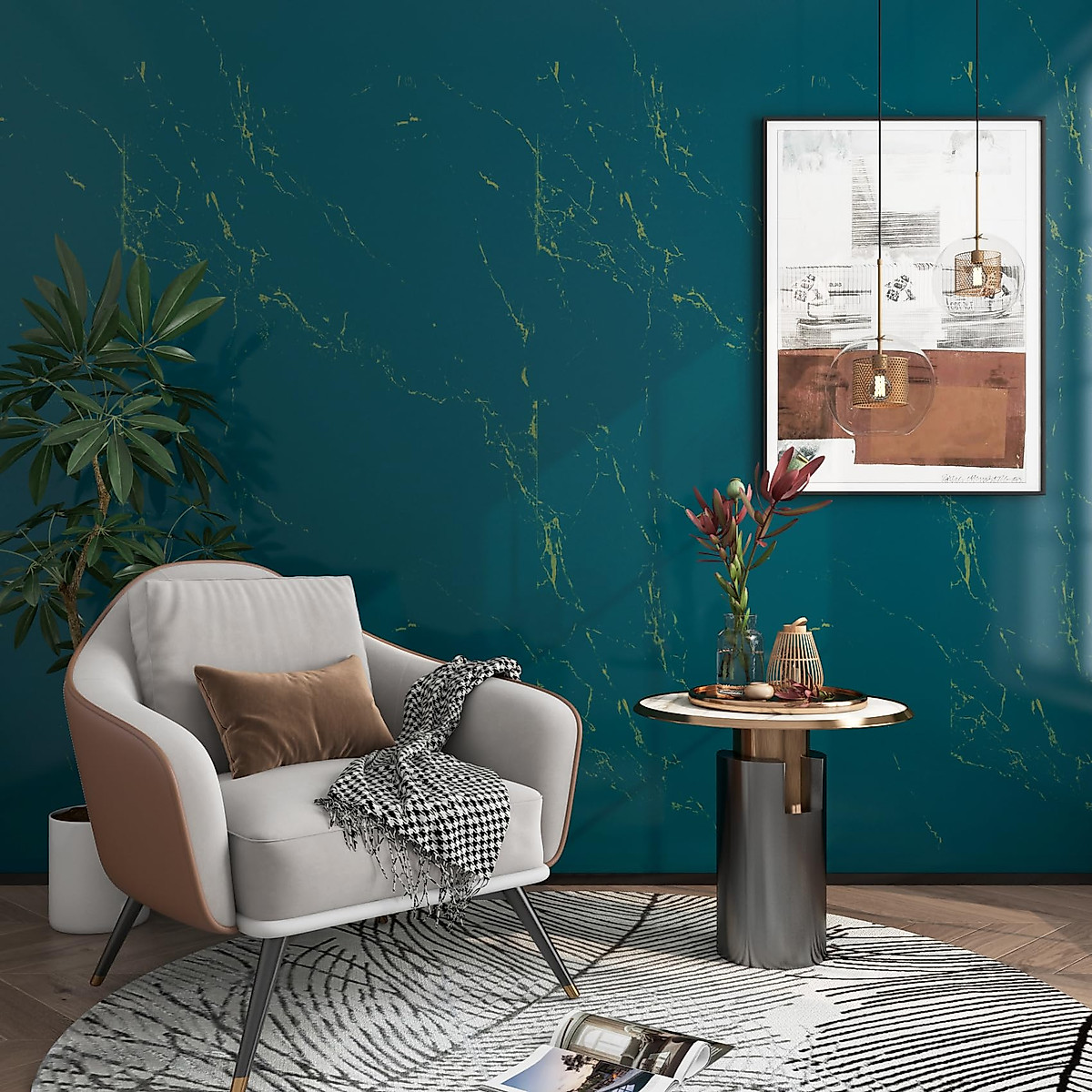 YENHOME 30"x118" Marble Peel and Stick Countertop for Kitchen Counter Contact Paper Marble Vinyl Countertop Paper Waterproof Wall Paper for Kitchen Cabinets Countertop Cover Upgrade Furniture