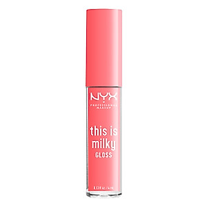 NYX PROFESSIONAL MAKEUP This Is Milky Gloss, Vegan Lip Gloss, 12 Hour Hydration - Moo-dy Peach (Sheer Coral)
