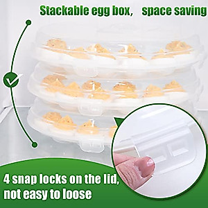 HAKSEN 3PCS Deviled Egg Containers with Lid, Clear Deviled Egg Platter Egg Carrier Egg Holder Deviled Egg Keeper Easter Thanksgiving Party Home Kitchen Supplies