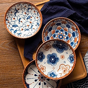 TRESORS Appetizer Plates Snack Bowls 6.7 oz Porcelain Dip Bowl Rustic Snack Plate Dessert Other Sauce Bowl Salad Plates Dinner Plates