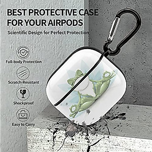 YouTary Compatible with Airpods 3 Case Cover 2021 with Keychain Yoga Frog Funny Pattern, Apple AirPod Headphone Cover Unisex Shockproof Protective Wireless Charging
