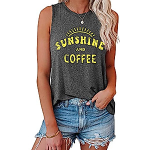 High Neck Tank Tops for Women Workout Shirts Sleeveless Summer Tops Loose Fit (X-Large, S-Gray)