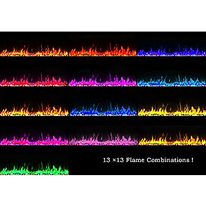 Cheerway 60 inch Electric Fireplace with Heater, Wall Mounted & Recessed Electric Fireplace Insert, Linear Wall Fireplace w/Thermostat, 13×13 Flame Color, Remote & Touch Control w/Timer, 750W/1500W