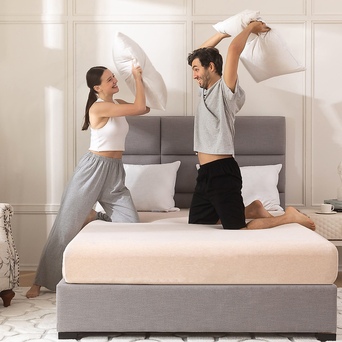 AIKOFUL Luxury Goose Feathers Down Pillows for Sleeping Queen Size Bed Pillows,100% Cotton 1000 Thread Count (Queen-1 Pillow)