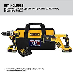DEWALT DCK294P2 20V Max XR Lithium Ion Hammerdrill & Reciprocating Saw Combo Kit, 50Ah Pack