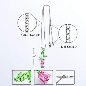 Rose Flower Cremation Jewelry Urn Necklaces for Ashes, Cremation Ash Jewelry Memorial Pendants for Human Pets Ashes(Green-Pink)