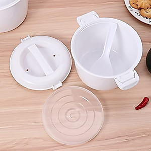 FEESHOW Portable Microwave Rice Cooker with Rice Paddle Food Steamer Pot White Small