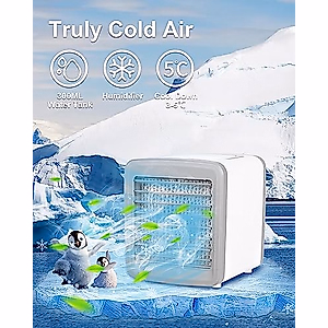 Mini Portable Air Conditioner Battery Powered Mini Ac For Bedroom Desk Room Car Tent Camping Personal Air Conditioners Small Air Cooler Fan