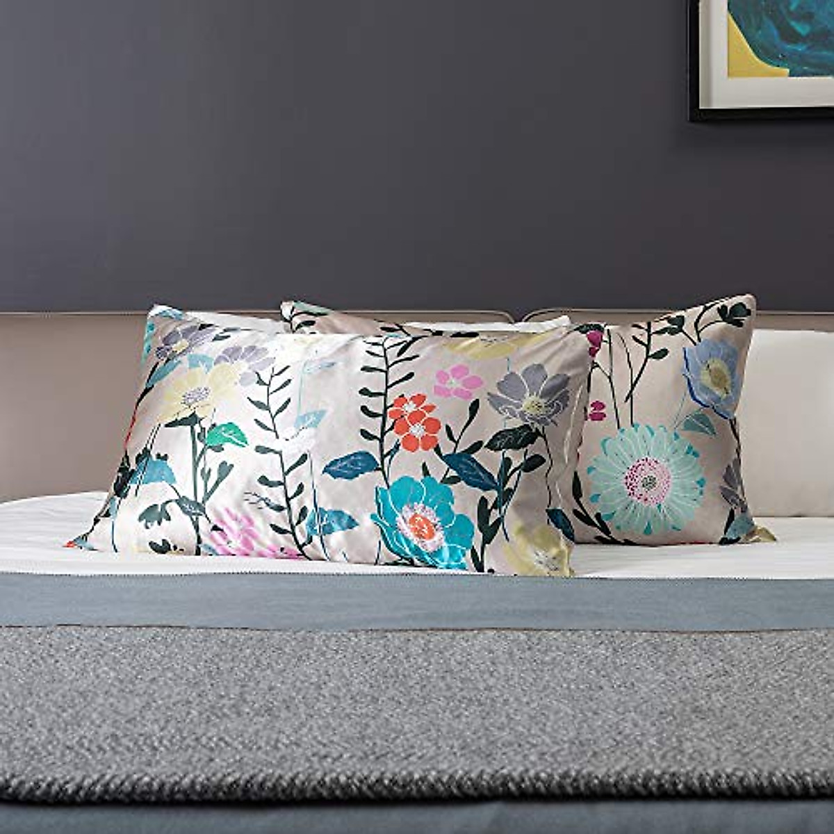 Neptten Satin Pillowcase for Hair and Skin. Wrinkle, Fade Resistant. Satin Pillowcases Standard Size Set of 2. Satin Pillow Cases for Women. Silky Floral Pillow Covers with Envelope Closure 20x26