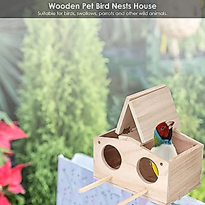 Yinuoday Bird Nest Hut, Wooden Parakeet Bird Cage Coconut Hide with Ladder, Bird Houses for Outside, Bird Toys Cockatiel Cage for Parrot Parakeet Lovebird Finch Canary