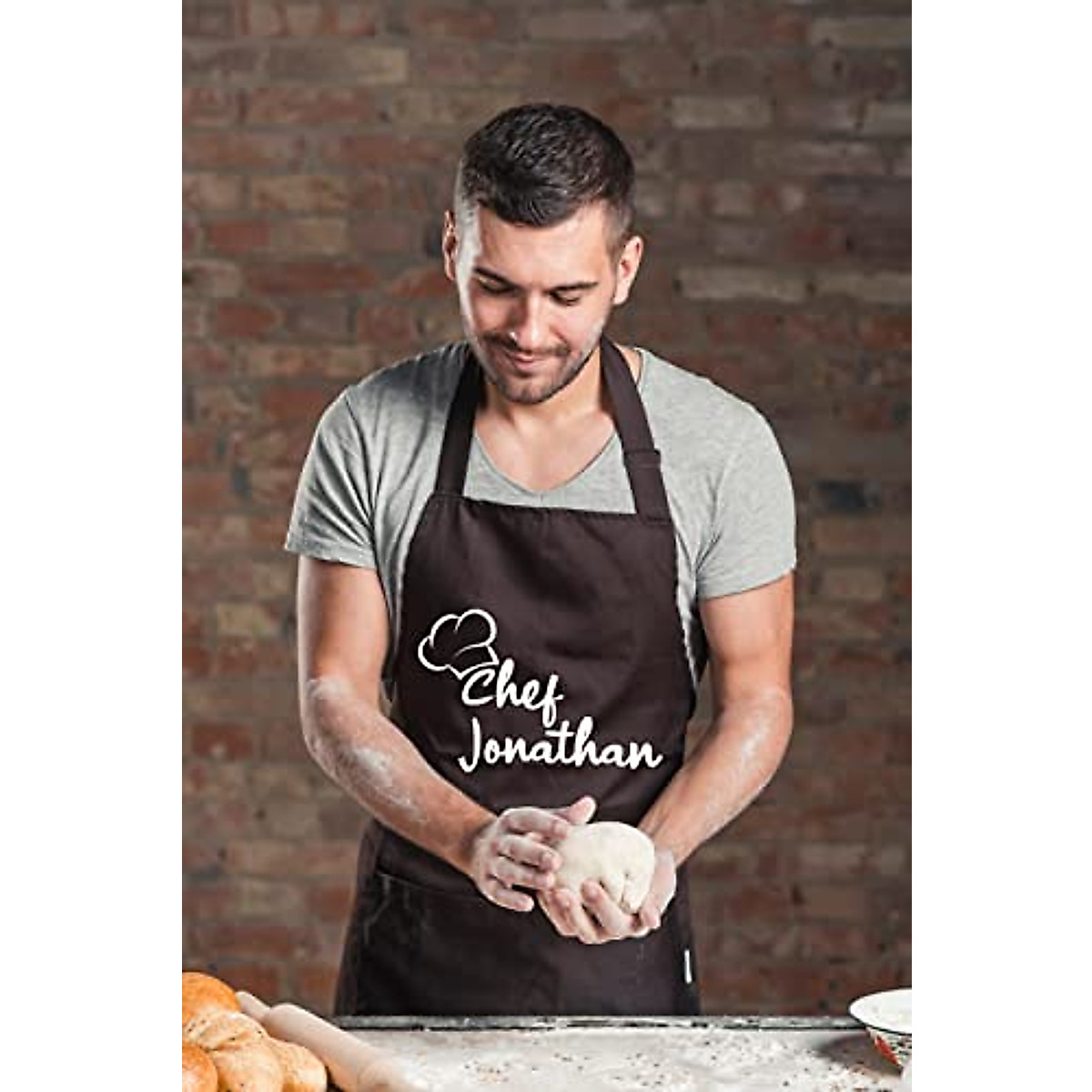 Chef Apron with Custom Name, Personalized Gifts for Men, Gifts for Women, Aprons for Women with Pockets, Valentines Day Gifts, Father's Day Gifts, Christmas Gifts, Anniversary, Mother's Day Gifts