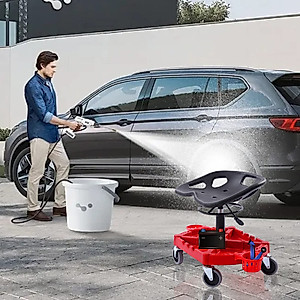 YIYIBYUS Mechanic Stool Chair with Wheels, Heavy Duty Garage Shop Stool On Wheels, Rolling Stool Car Detailing Creeper Seat with Tool Tray for Workshop, Auto Repair Shop and Home