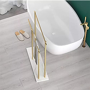N/A Floor Rack Rack White Marble Towel Rack Floor Towel Hanging Rod Bathroom Towel Storage Rack Drying Rack