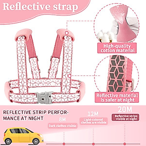 Toddlers Leash for Girls,Child Harness Leashes for Toddlers,Safety Baby Leashes Anti Lost Wrist Link 4 in 1 Walking Wristband Assistant Strap Reflective Back Belt Pink The Best Gift(Butterfly)