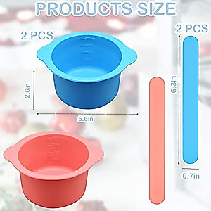 2 Pcs Silicone Wax Warmer Liner, Silicone Wax Bowl for Wax Warmer, Reuse Wax Melt Warmer Wax Pot Replacement, Non-Stick Wax Melt Liner with 2 Pcs Wax Spatula Sticks for Hair Removal (Blue, Pink)