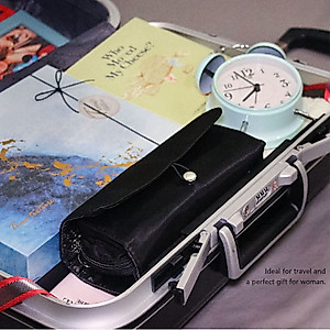 Portable Makeup Brush Organizer Makeup Brush Bag for Travel Can Hold 20+ Brushes Cosmetic Bag Makeup Brush Roll Up Case Pounch Holder for Woman With Bonus Brush Cleaning Mat and Makeup Sponge