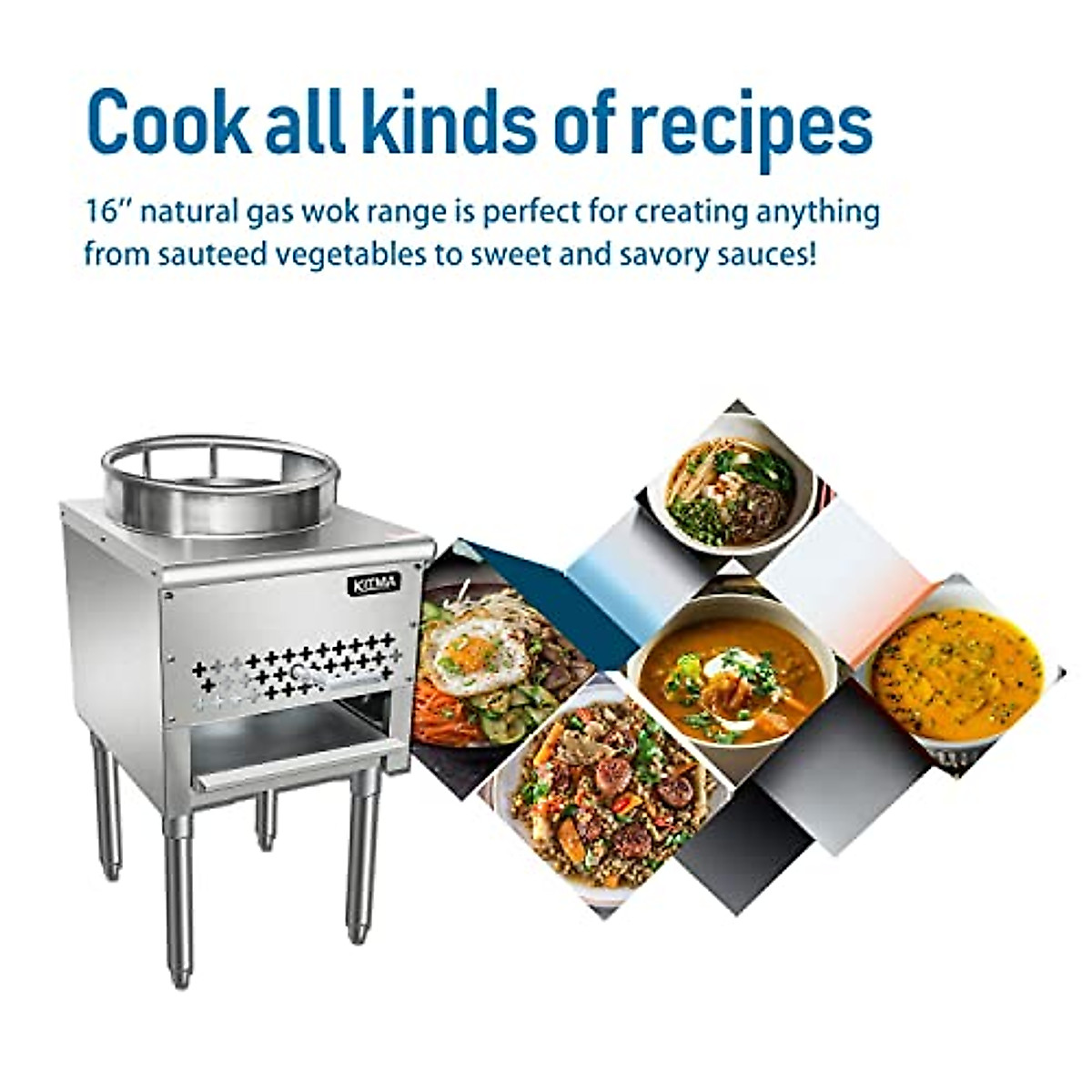 KITMA 16 Inch Wok Range - Natural Gas Range Top Wok, Outdoor Gas Stove Wok Burner, 111,000 BTU