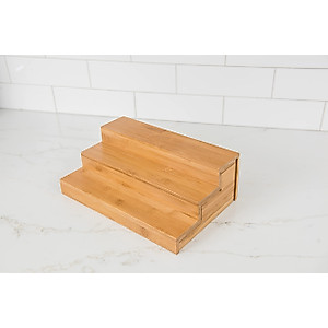 Lipper International 8807 Bamboo Wood Expandable 3-Tier Step Shelf Kitchen Organizer, 12" x 7-7/8" x 4-1/4"