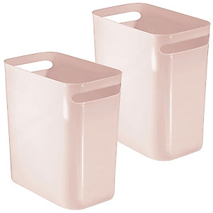 mDesign Light Pink 2.5 Gallon Plastic Trash Can, Set of 2, 10.875 x 7 x 12 in