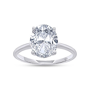 SAVEARTH DIAMONDS 2.75CT 925 Sterling Silver 14K White Gold Plated Engagement Rings 8X10MM Oval Cut Solitaire Lab Created Moissanite Wedding Promise Rings for Her Wedding Bands for Women-7.5
