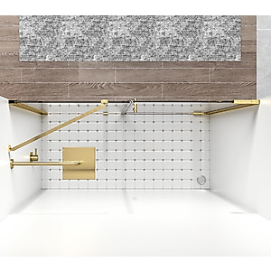 Elegant Kitchen and Bath SD404-4872BGD Semi-Frameless hinged Shower Door 48 x 72 Brushed Gold