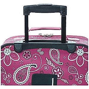 Rockland Fashion Softside Upright Luggage Set, Expandable, Wheel, Telescopic Handle, Pink Bandana, 2-Piece (14/19)