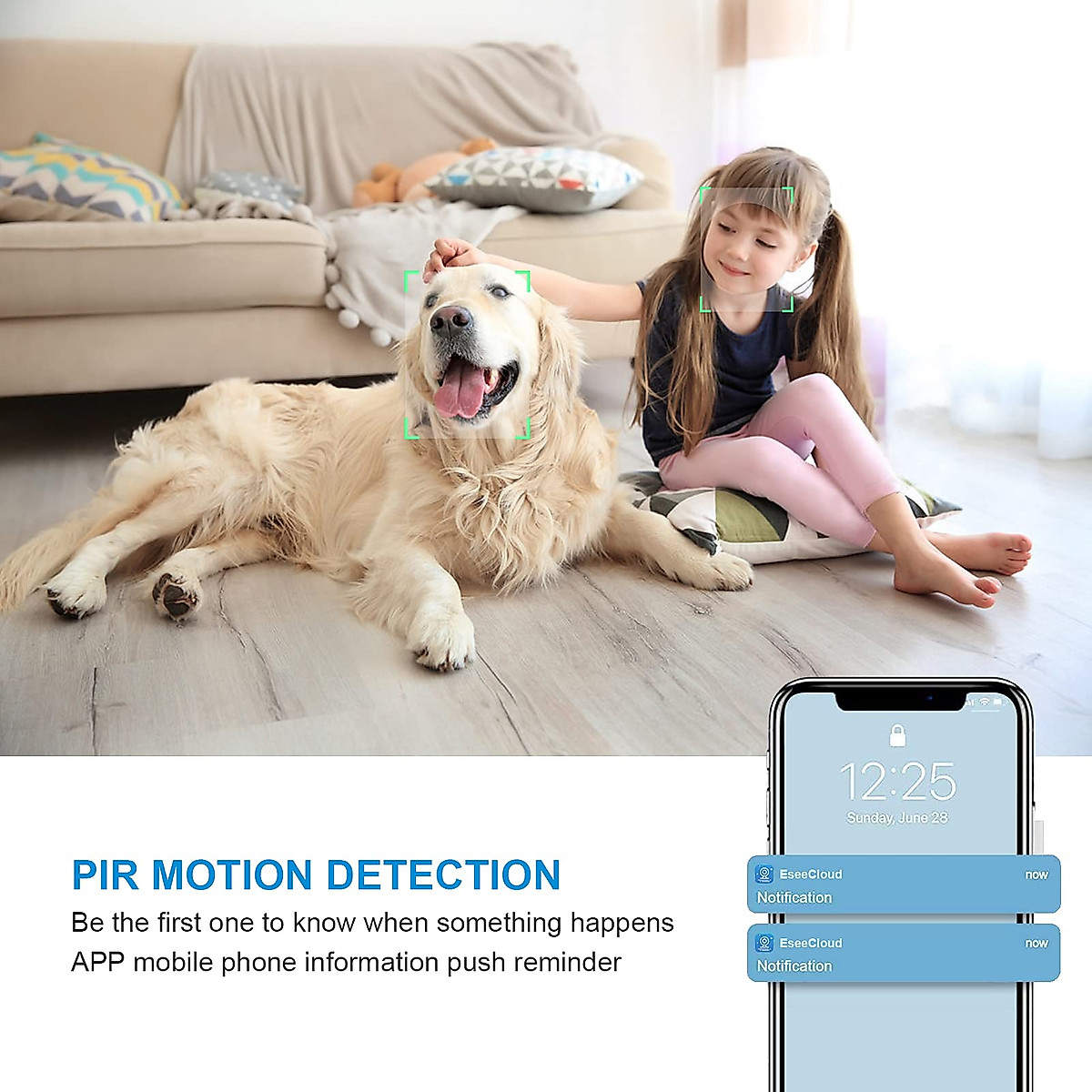 EZETAI Camera for Home Security Indoor,Outdoor Backyard Camera Kids Monitoring Camera Indoor Camera Wireless Battery Powered with Phone app Security Camara inalambrica para exteriores