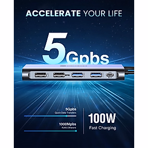 UtechSmart USB C Docking Station Triple Monitor - Universal Laptop Docking Station 12 in 1 for Thunderbolt 3/4, USB C Dock with USB 3.0 and 4K HDMI for MacBook Pro/Air/M1/M2 & Windows Gray